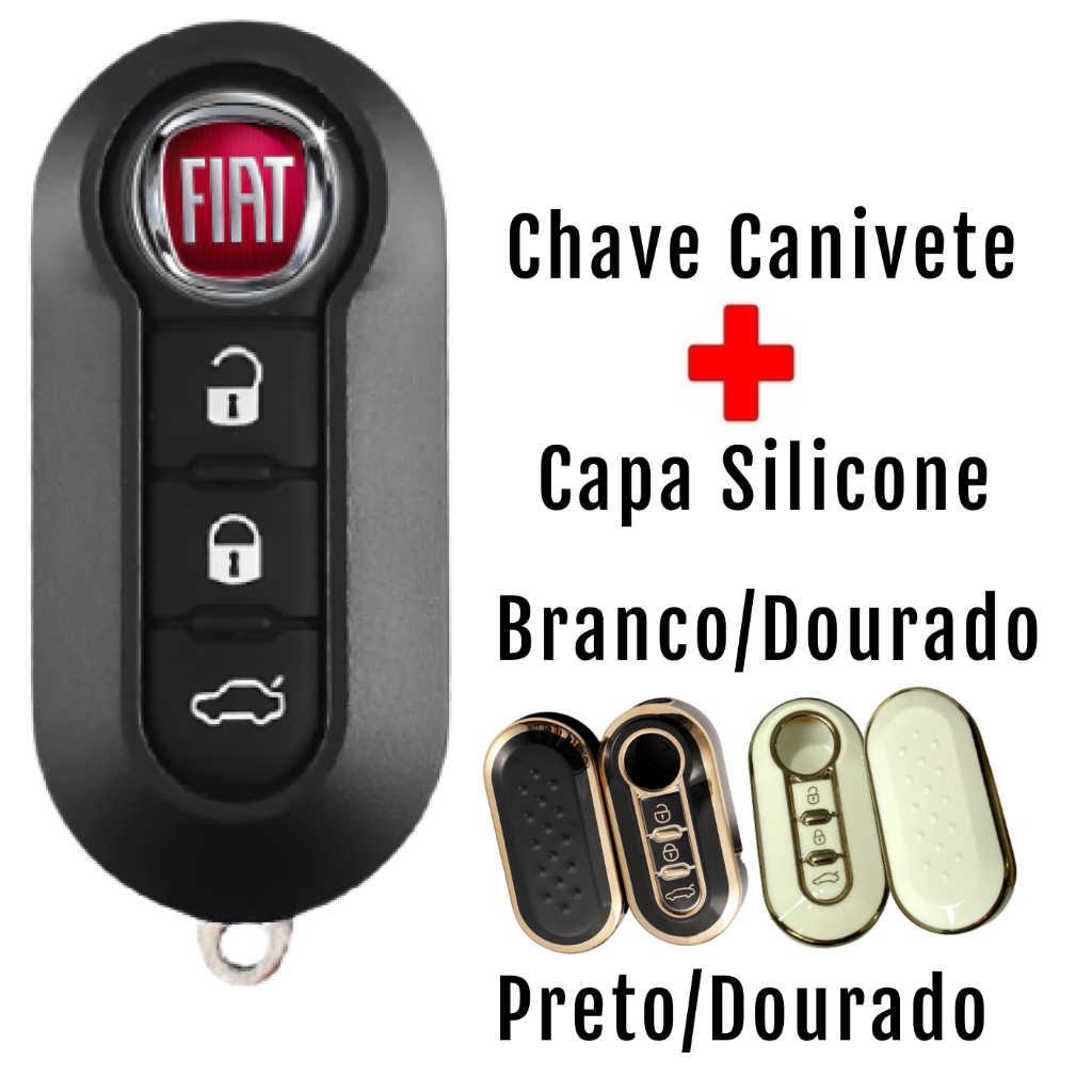 Capa Silicone Chave Fiat Bravo Grand Siena Palio Punto 500 Preto ...