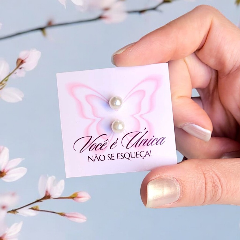 Kit Mimo Loja Brinco Pérola com Tag Casamento Noivado Lembrancinha para Cliente | Shopee Brasil