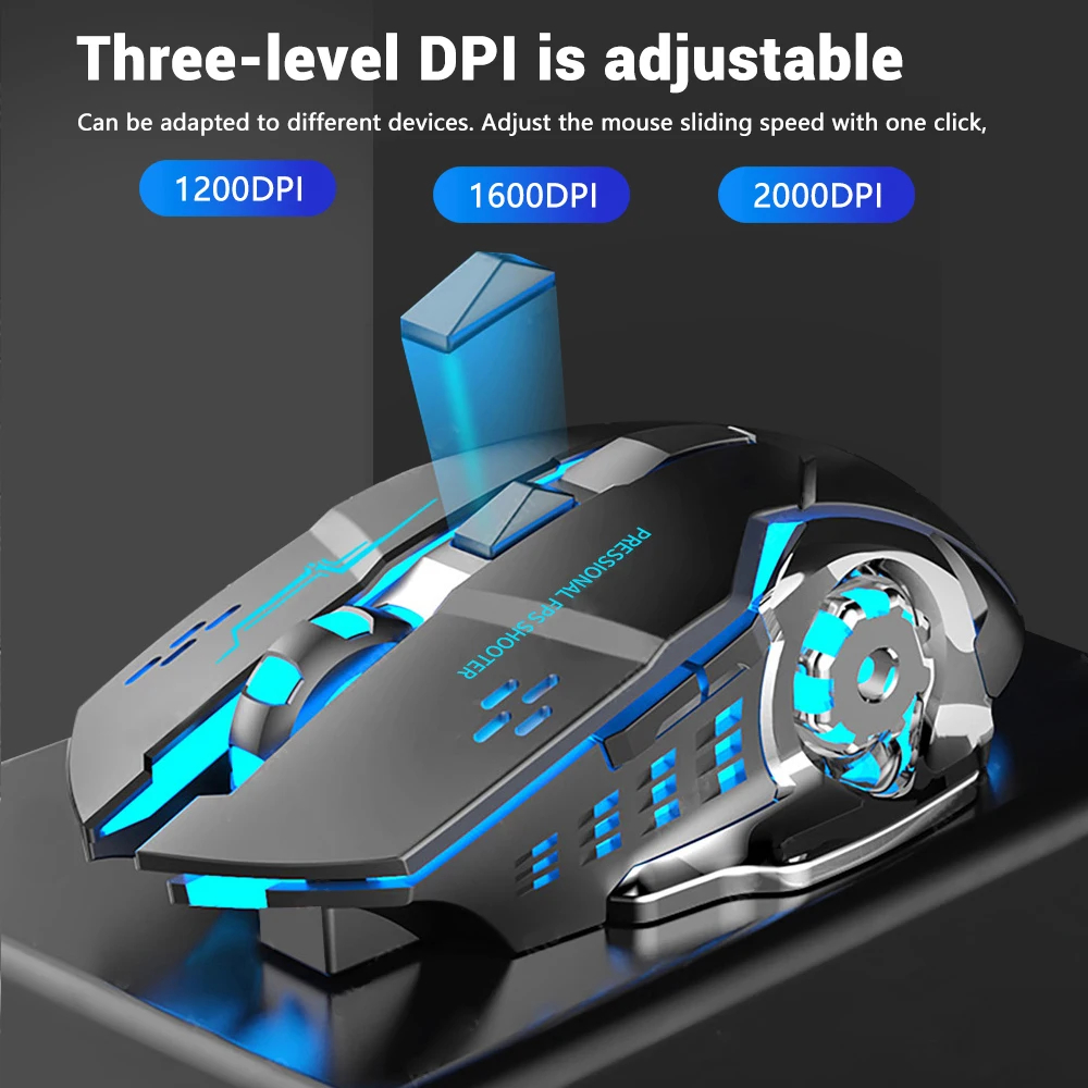 Mouse Gamer T-wolf Q13 Sem Fio Recarregável 2400Dpi Preto - 6 Botões | Shopee Brasil