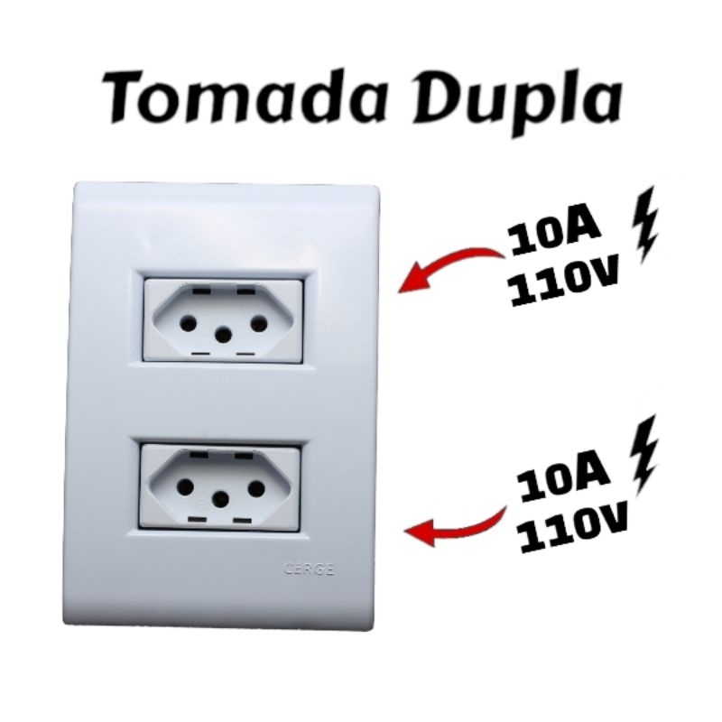 Tomada Dupla 10a Modular Branca Pronta para Instalação | Shopee Brasil