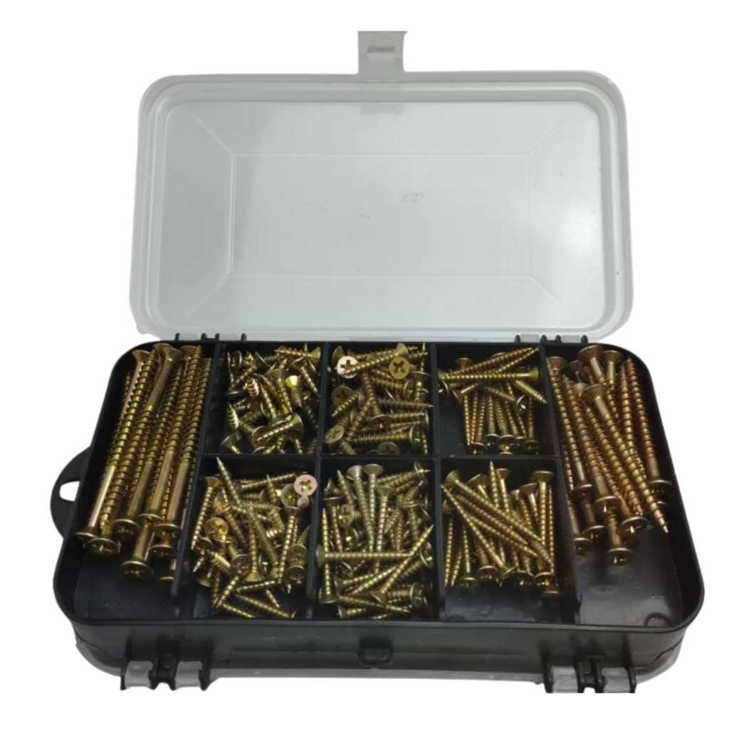 Kit 300 parafusos e buchas chipboard madeira philips com estojo ...