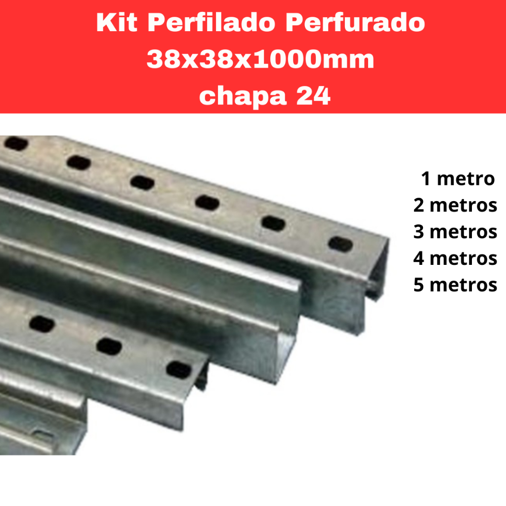 Kit Perfilado Perfurado 38x38X1000mm Chapa 24 - 1 á 5 metros | Shopee ...