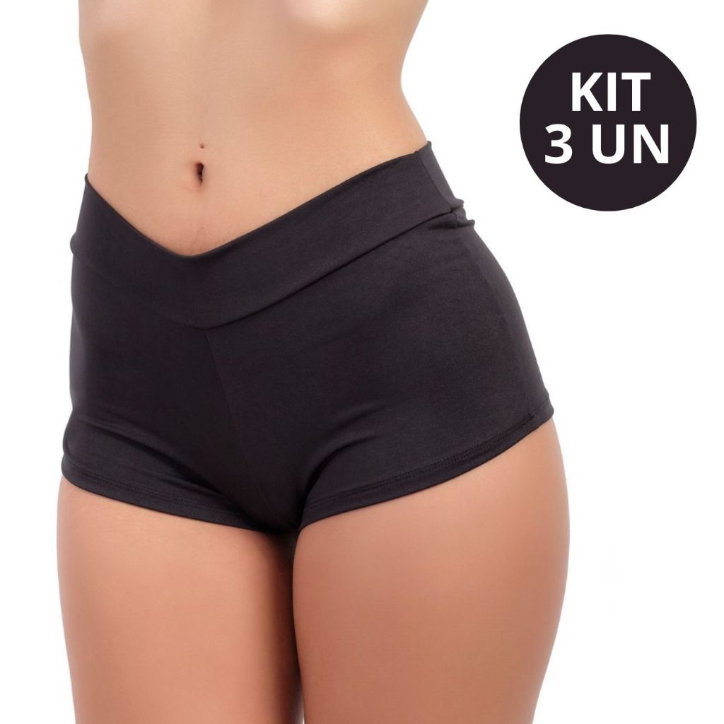 Kit 3 Shortinho Liso Com Cós | Cueca Boxer Feminina | Esporte | Microfibra Conforto | Shopee Brasil