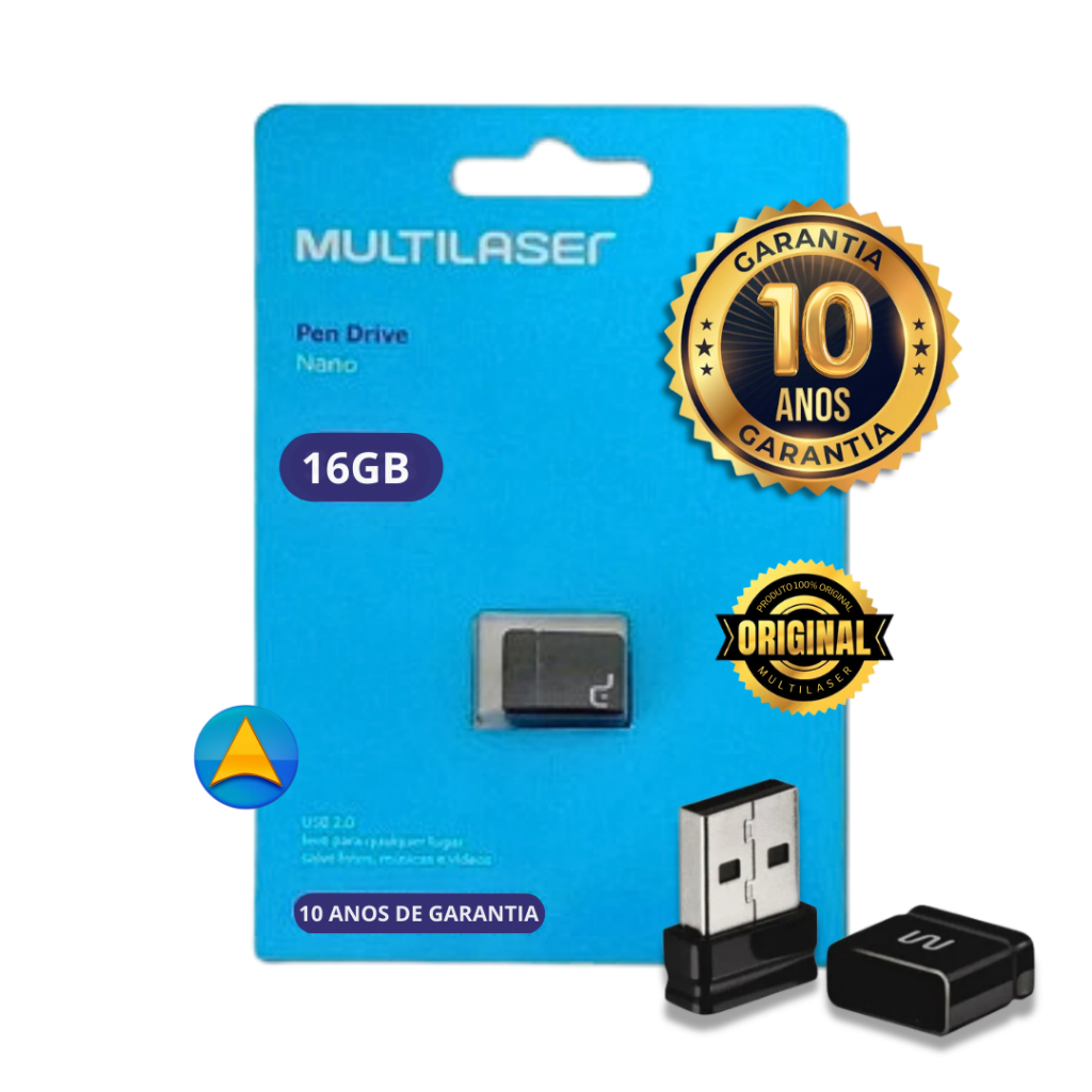 Pen Drive Nano Original Multilaser 16GB / 8GB USB Leitura 10MB/s ...