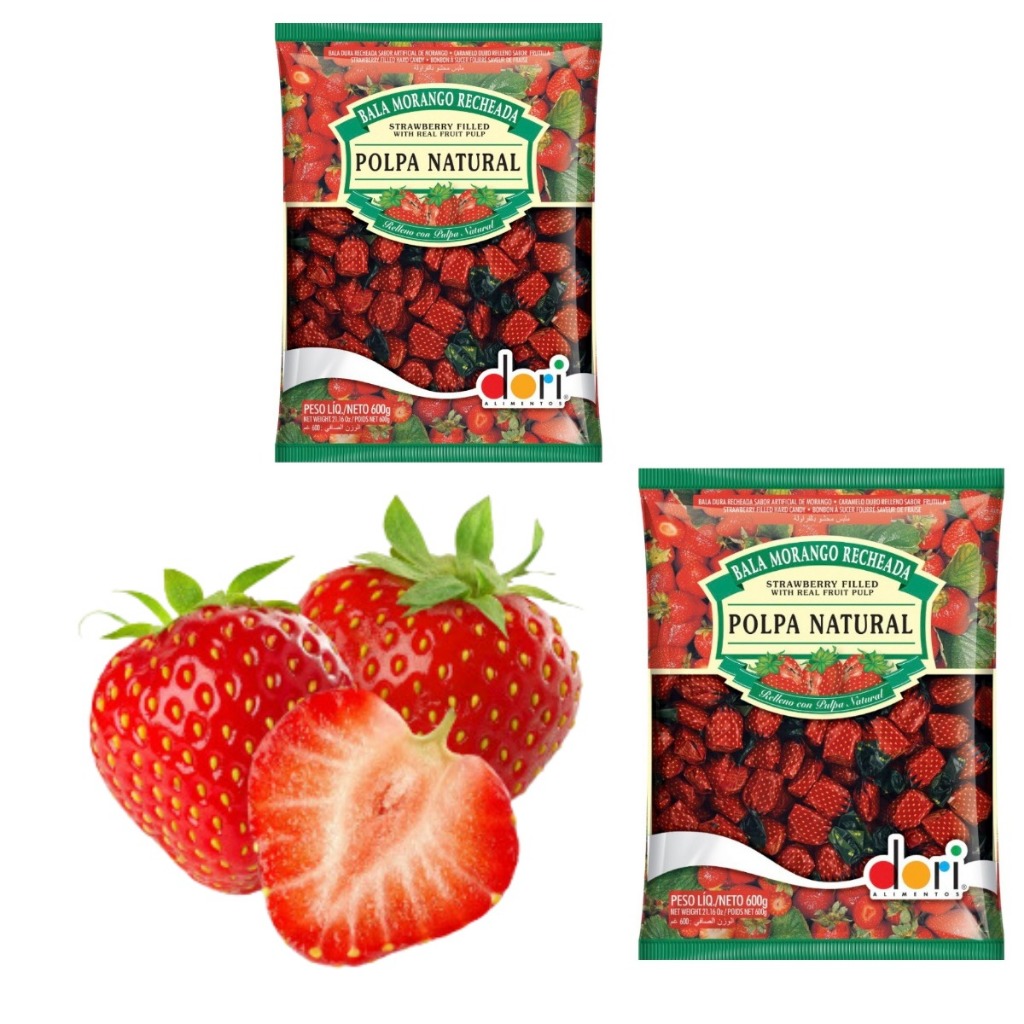 Bala Morango Recheada Dori Pacote 600 Gramas -3 Un Atacado! | Shopee Brasil