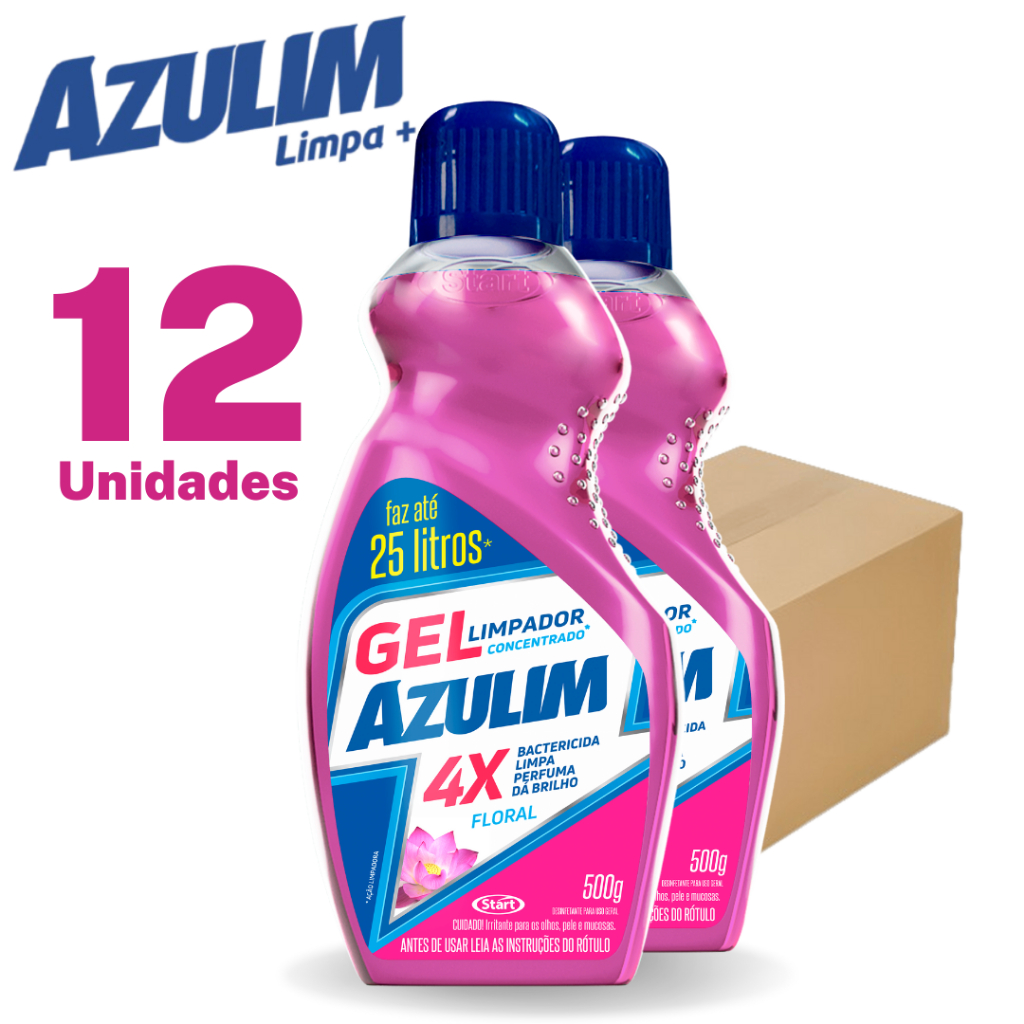 Kit Azulim Limpador Gel Concentrado Floral 500g C/12 Unidades | Shopee ...