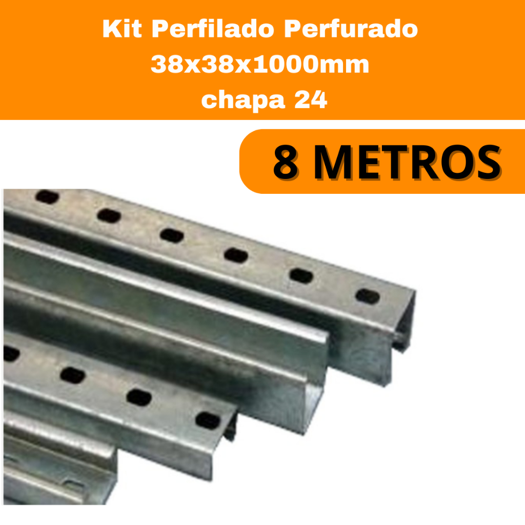 8 Metros Perfilado Perfurado 38x38X1000mm Chapa 24- | Shopee Brasil