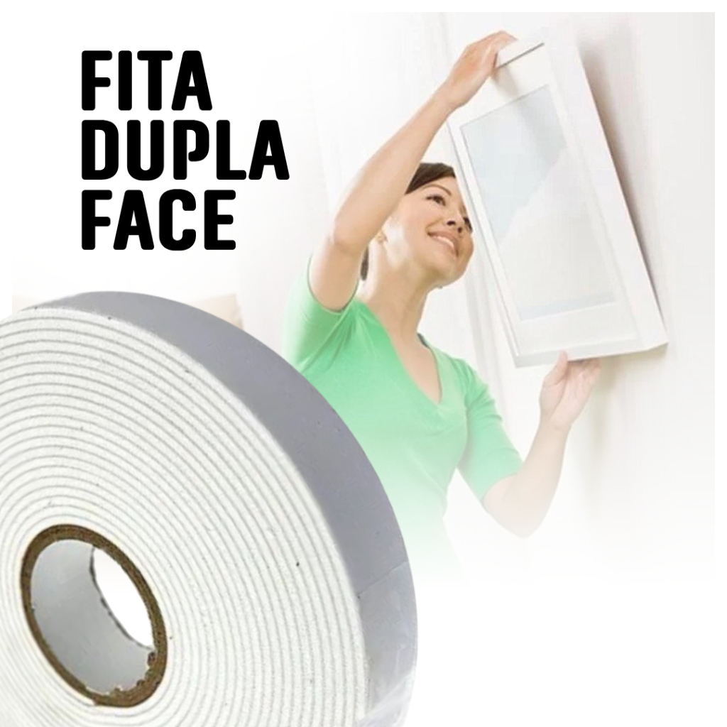 Fita Dupla Face Super Extra Forte Adesiva Resistente Auto Colante 18mm ...