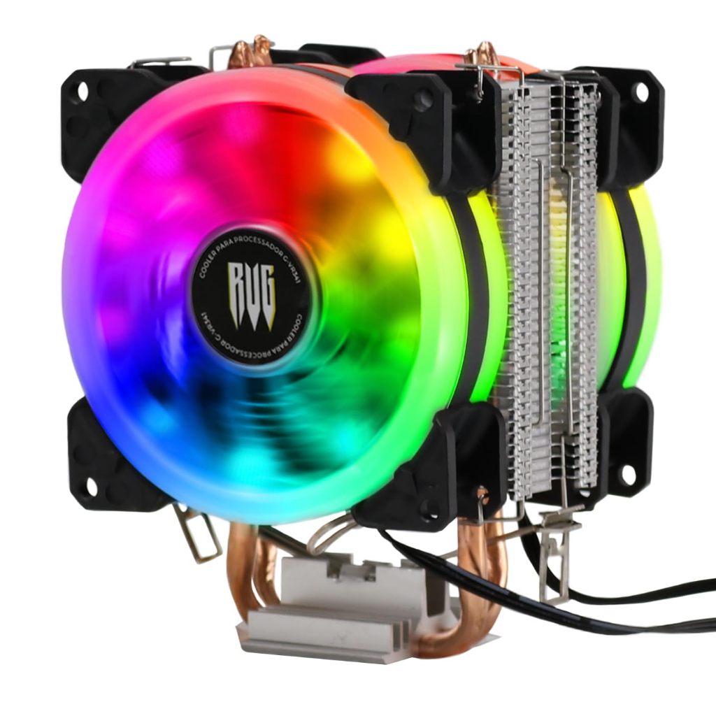 Cooler Gamer para Processador 3 Pinos Duplo Fan Led RGB 2 heatpipe ...