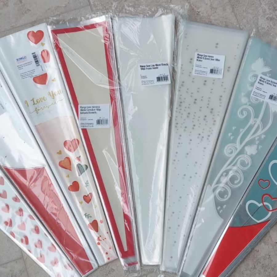 Manga Cone 48CM X 15,5 X 2,5 Pra embalar Rosa Unitária 100 unidades ...