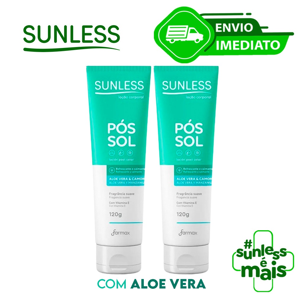 Kit 2x Loção Corporal Pós Sol Camomila E Aloe Vera 120g Sunless Envio ...
