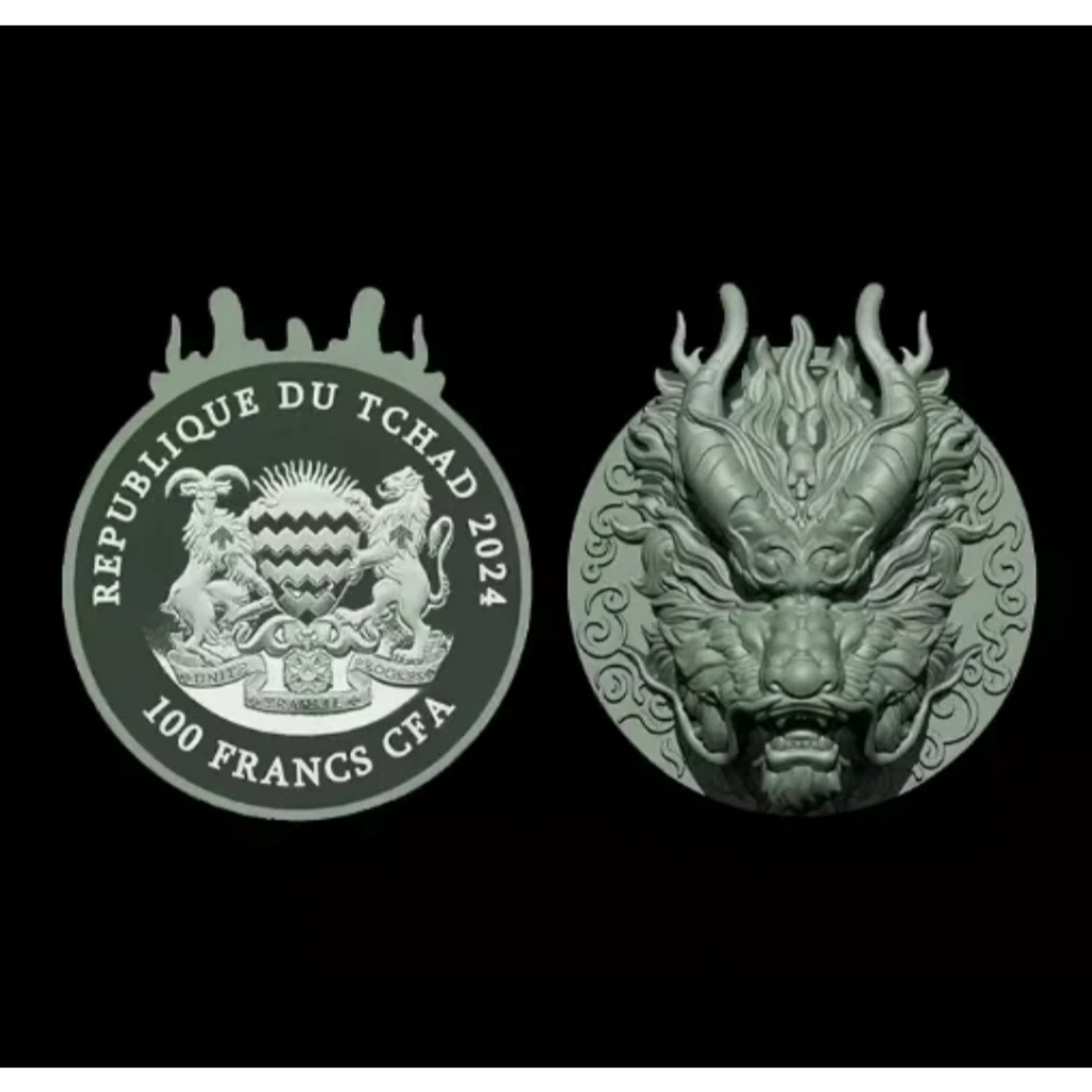 Moeda Chade 100 Francos 2024 em Arenito Verde - Ano do Dragão | Shopee ...