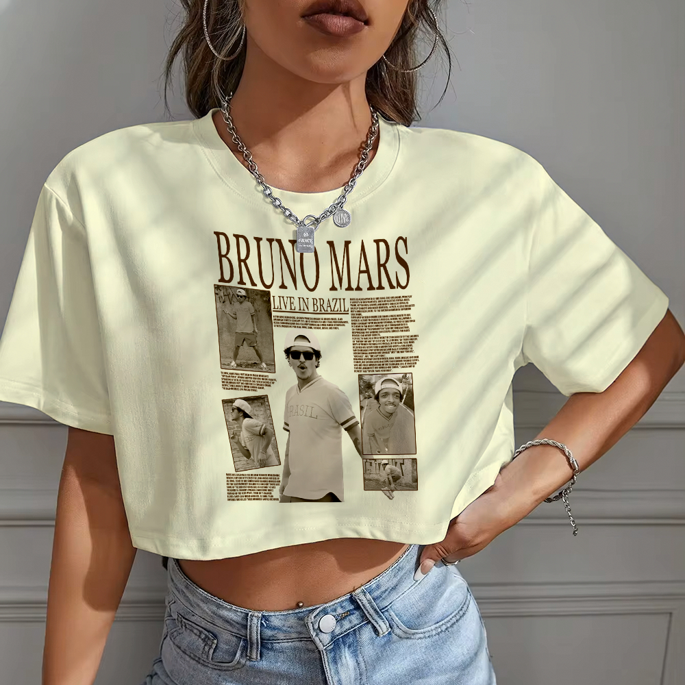 Blusa Cropped Top Estilosa Oversized Feminina Versão Bruno Mars Live In ...