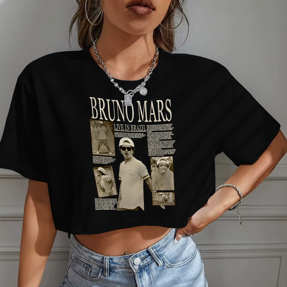 Blusa Cropped Top Estilosa Oversized Feminina Versão Bruno Mars Live In ...