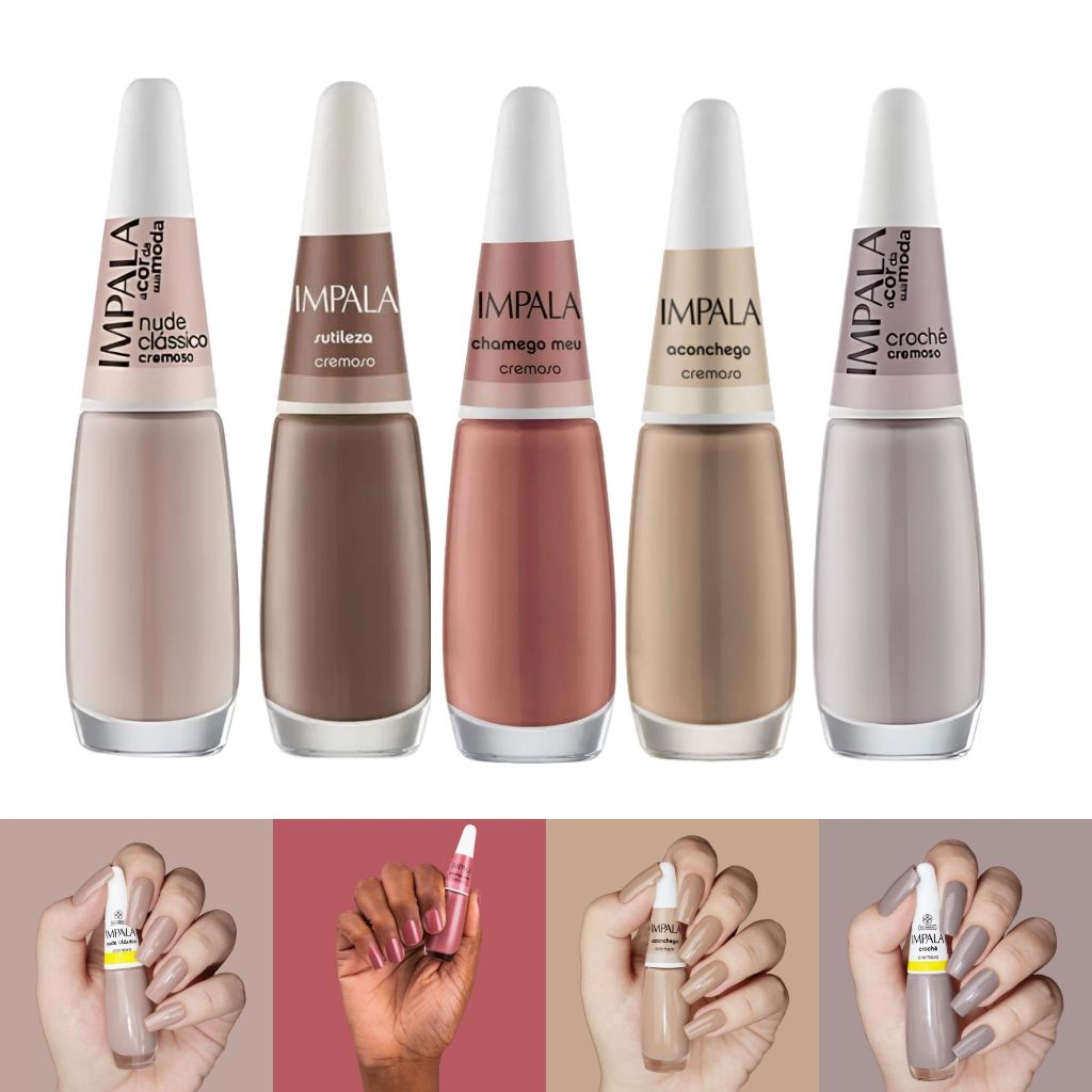 Impala Kit 5 Esmaltes Impala Tons Nudes Cinza Esmalte | Shopee Brasil