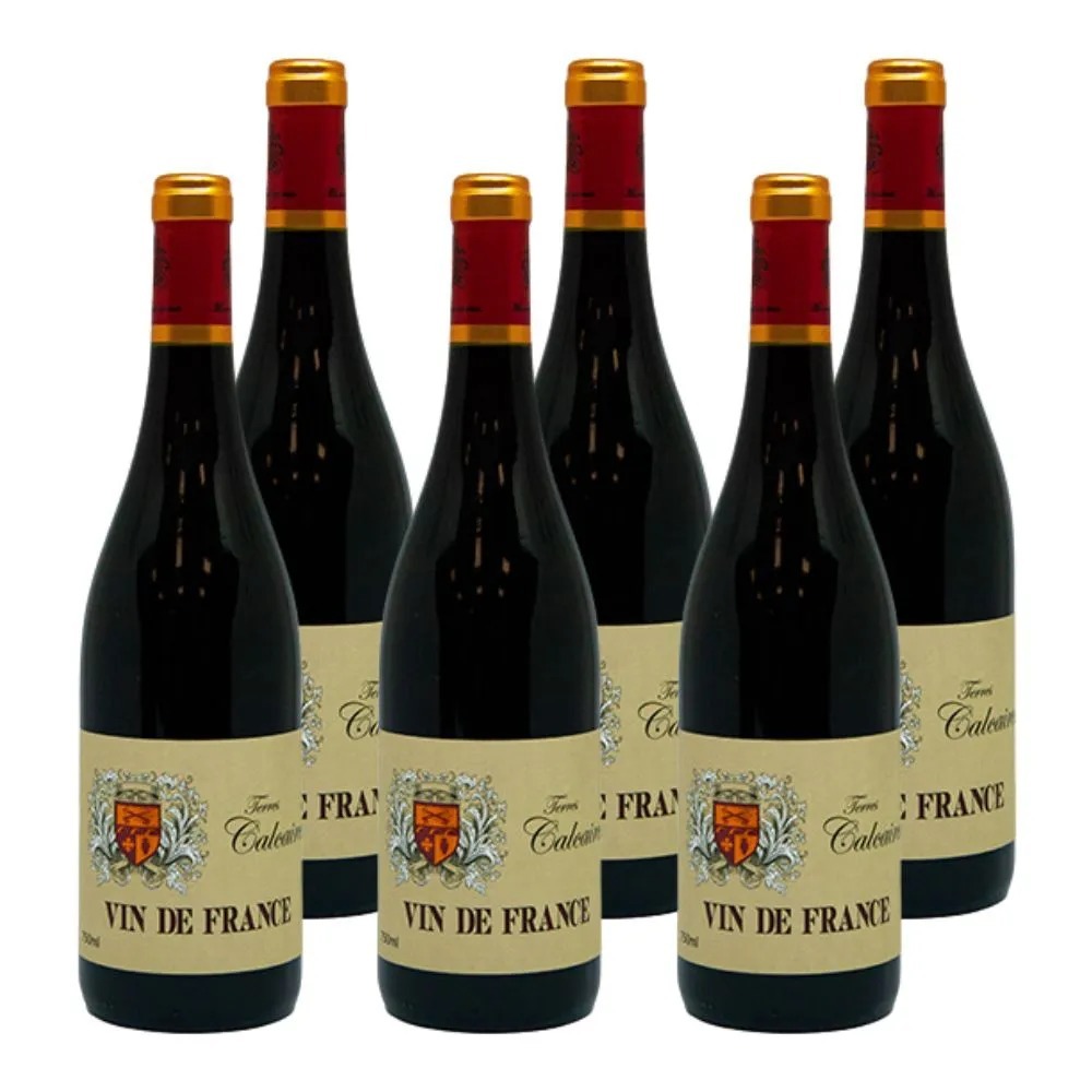 kit 6un vinho frances tinto vin de france terres calcaires | Shopee Brasil