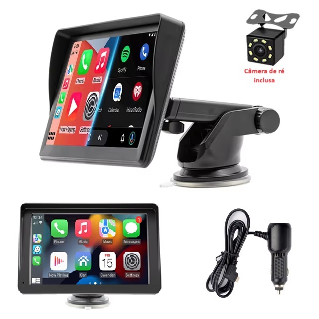 Tela 7 Polegadas Multimídia Universal Com Carplay e Android Auto Sem ...