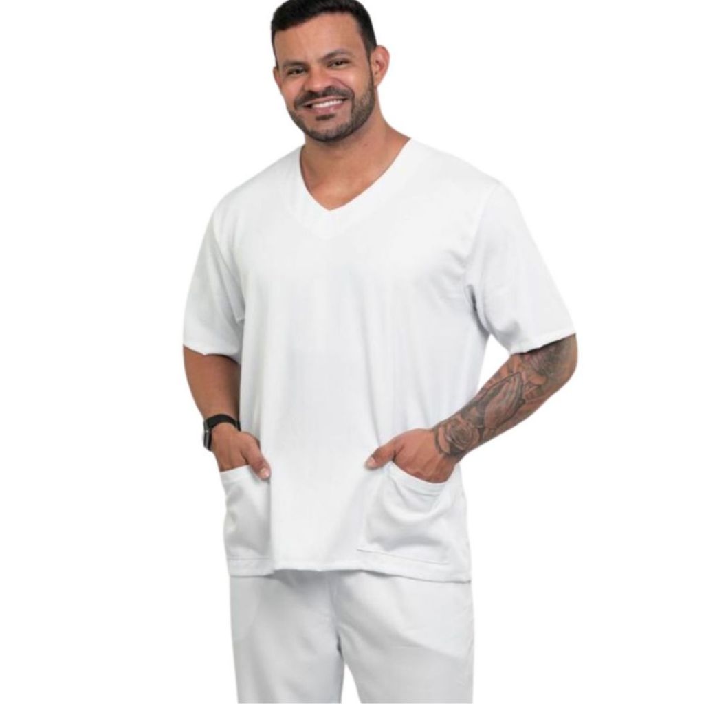 Conjunto de Pijama Cirúrgico Scrub Oxford Homem Confortável Básico ...