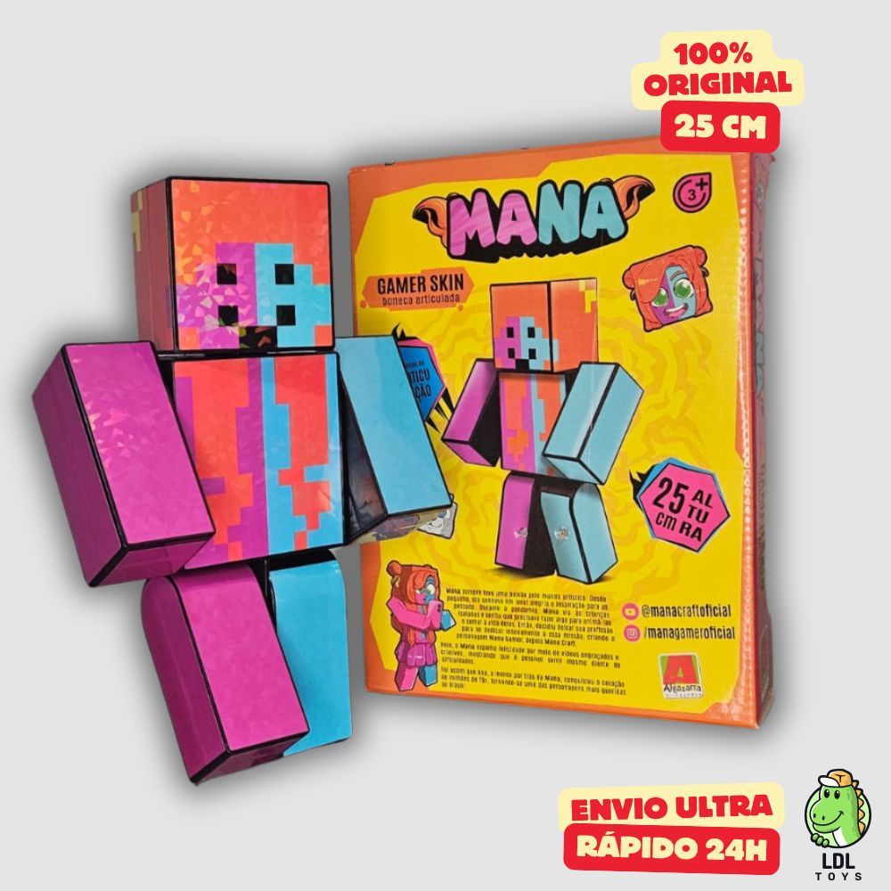 Boneco Gamer Minecraft Articulado Mana Craft Youtuber 25cm Algazarra ...