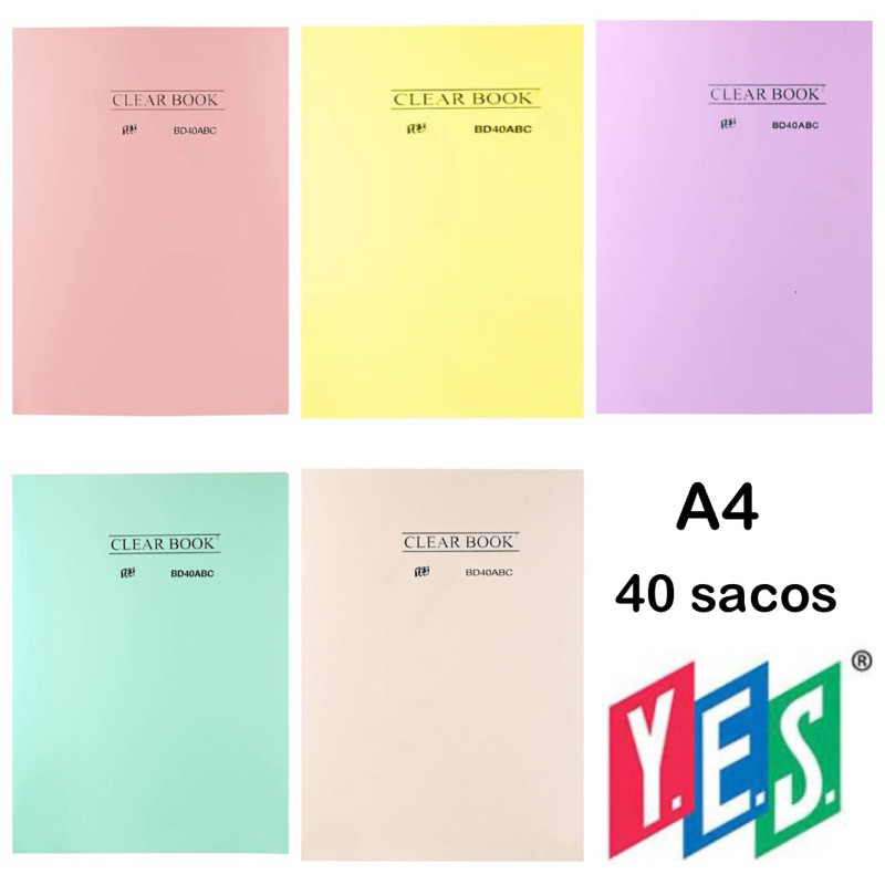 Pasta Catálogo A4 c/ 40 Sacos ClearBook Tons Pastel Yes | Shopee Brasil