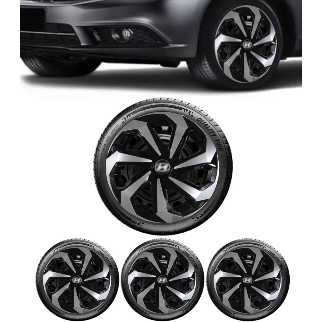 Jogo 4 Calotas Esportivas Spider Preto/Prata Aro 15 HB20 Hatch HB20s ...