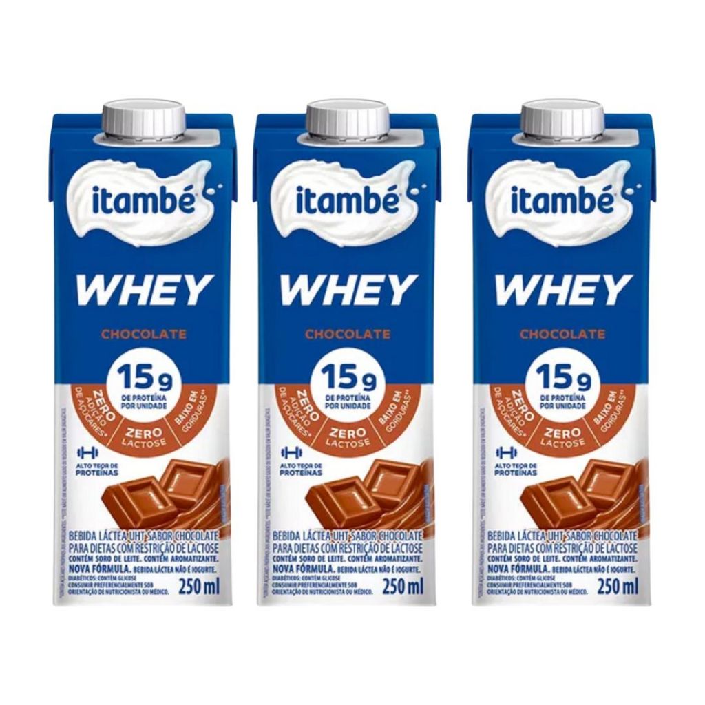 Kit 3 Unidades Bebida Shake de Proteína Láctea Itambé Whey 15g ...