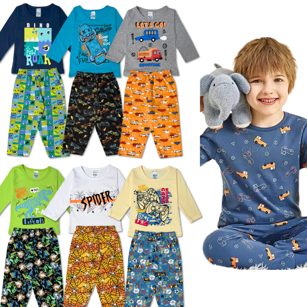 Conjunto Pijama Infantil Menino 2 Peças Longo Comprido Masculino ...
