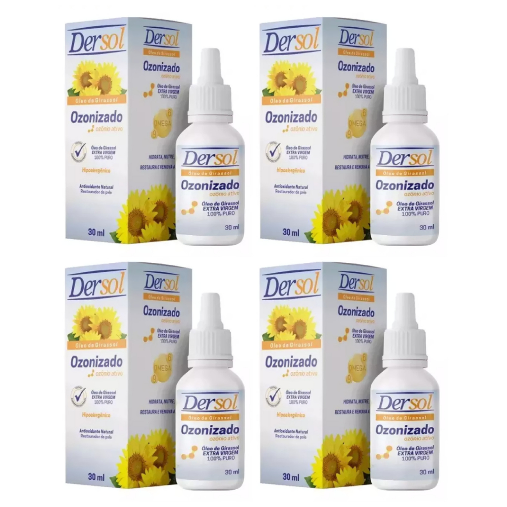 Kit 4x Dersol Óleo de Girassol Ozonizado Ozônio ativo Bellaphytus 30ml ...