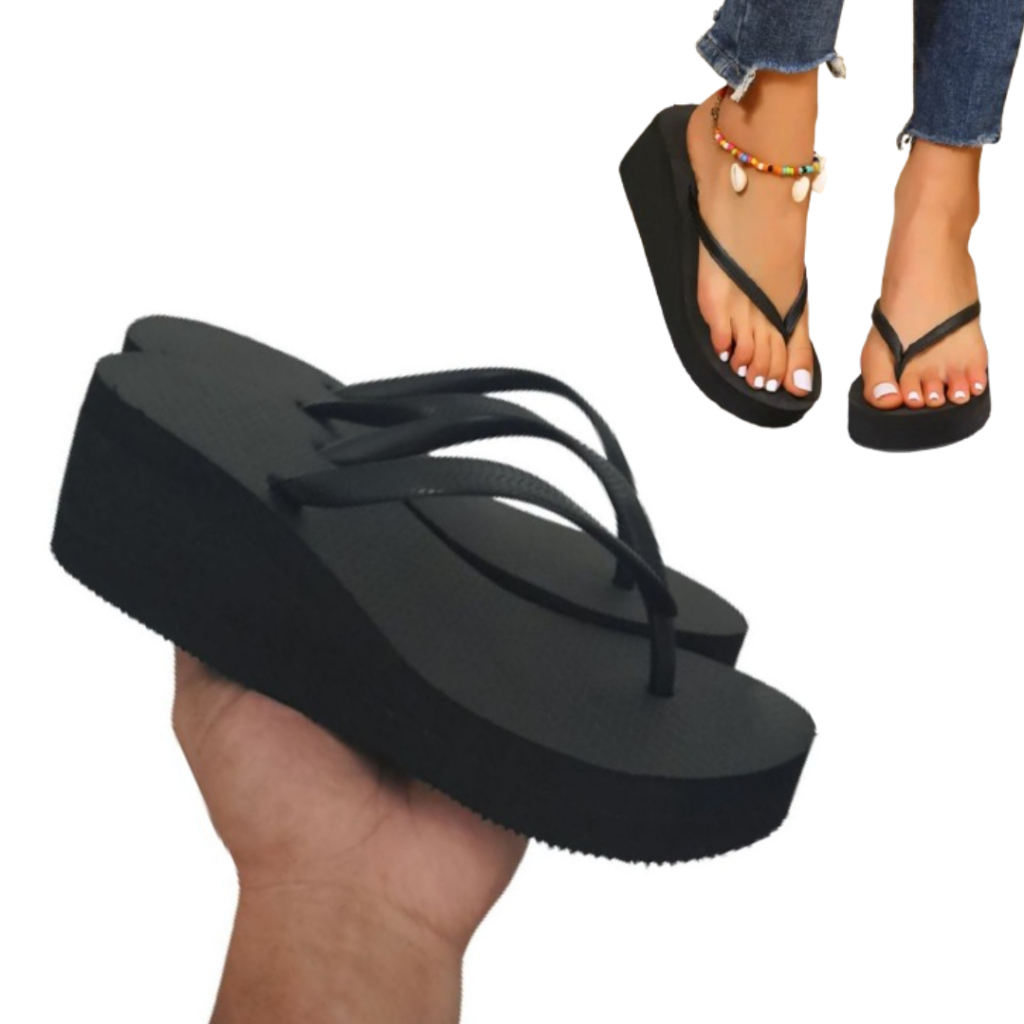 Chinelo Tamanco Plataforma 6 cm Flip Salto Feminino Marcio e Casual ...