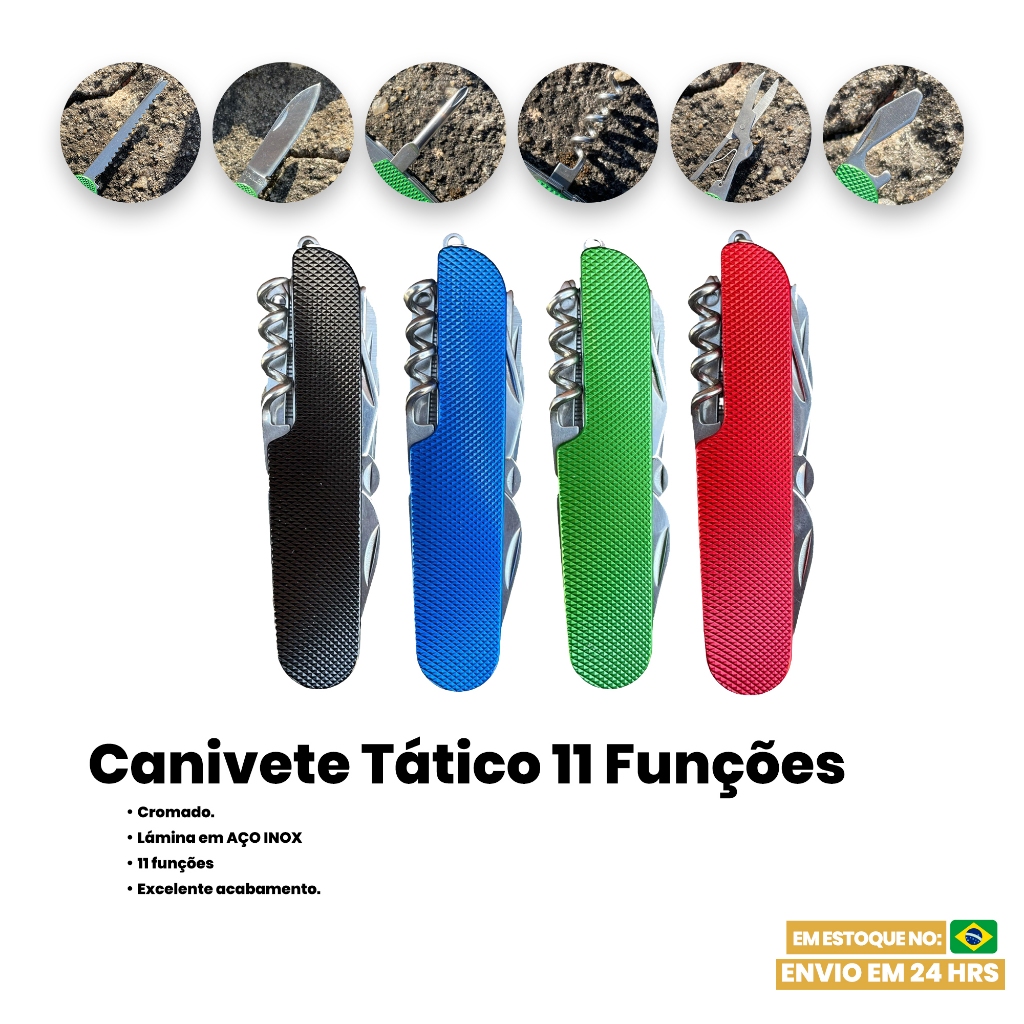 Canivete Tático 11 Funções Cromado Alta Qualidade E Excelente ...