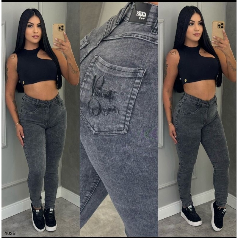 Calça skinny jeans feminina pimenta original | Shopee Brasil