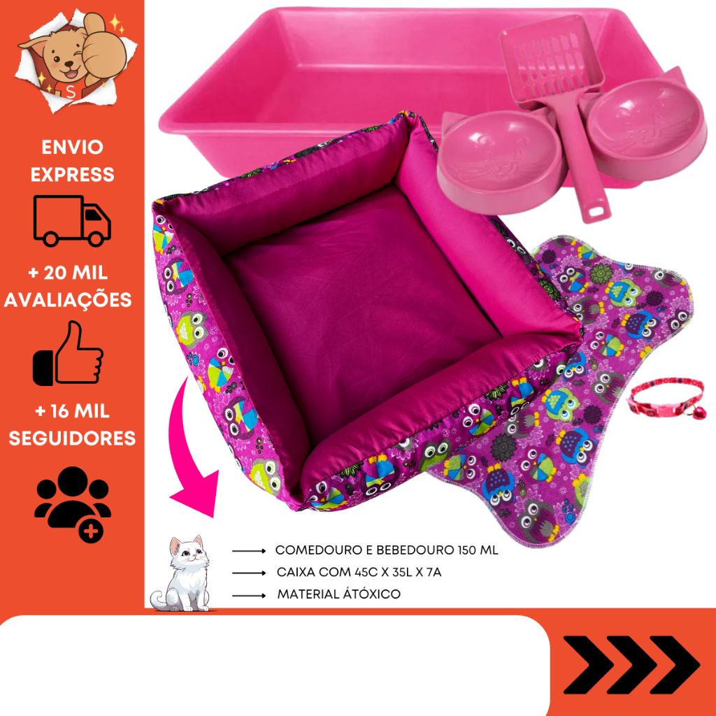 Kit Gato Caminha Europa para gato + Caixa de Areia C/ Acessórios ...