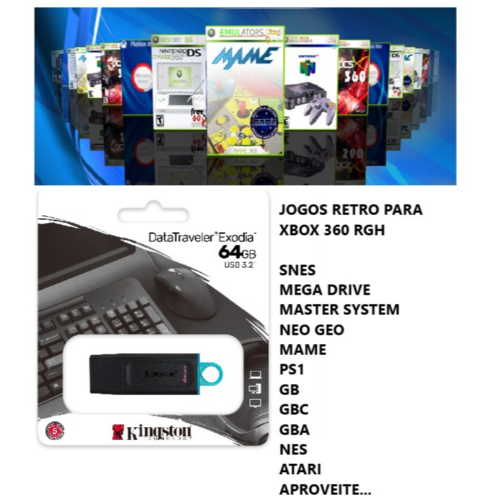 Kit Super Coleção Clássico para Xbox Dispositivo USB Personalizado RGH ...
