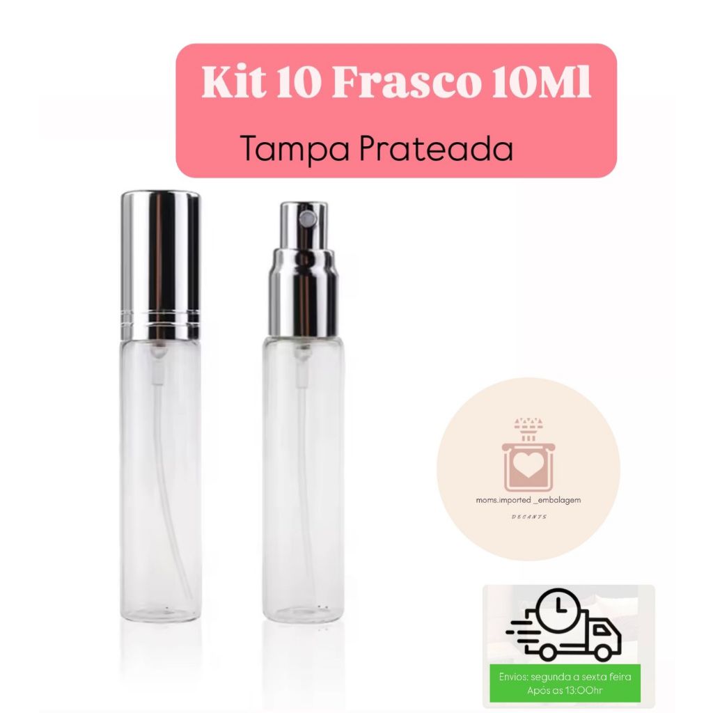 Frasco Vidro 10ML Spray Porta Perfume Decants (KiT 10Pçs / 3PÇS ...