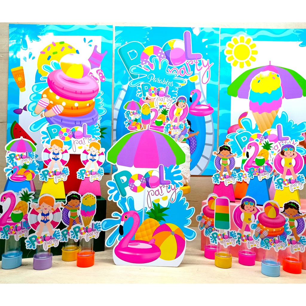 Kit Festa Pronta Pool Paty Menina "G" Topo personalizado - Envio ...