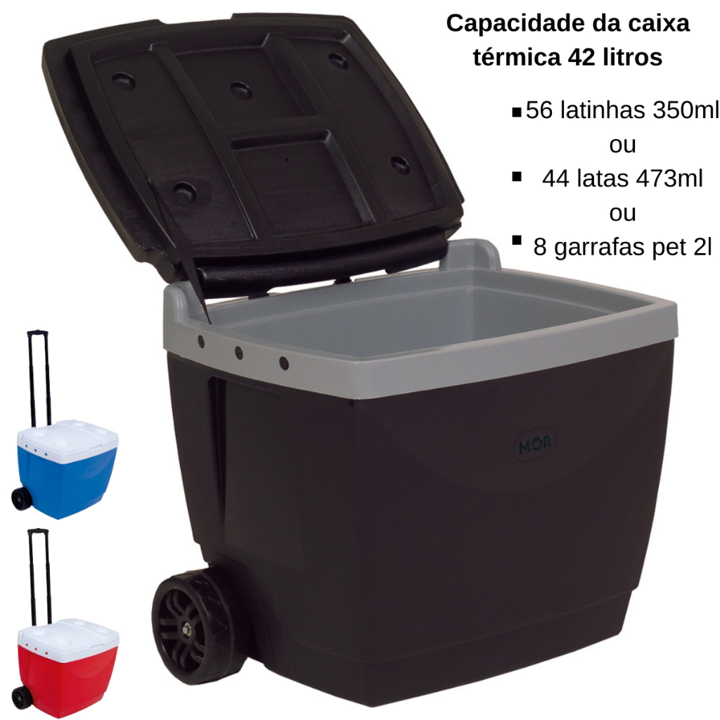 Cooler com rodinhas caixa termica 42 litros cerveja refrigerante latas ...
