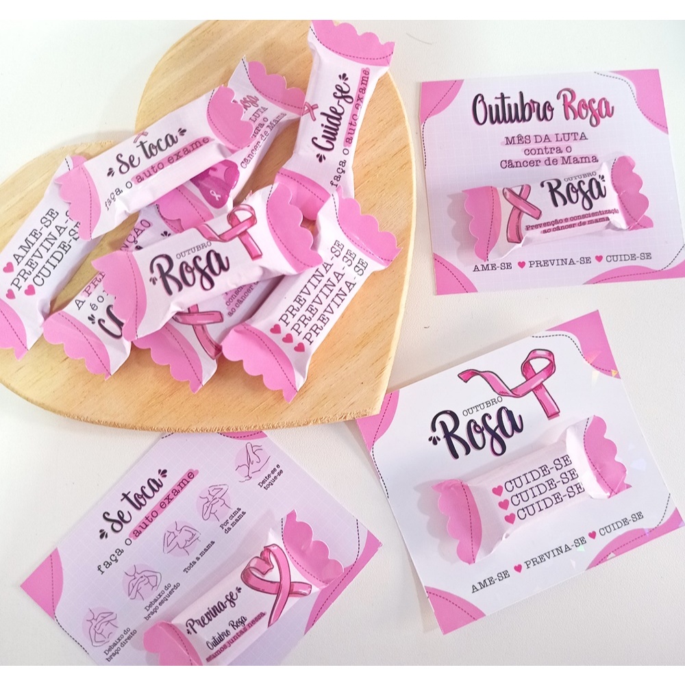 Card com Bala / Outubro Rosa / Lembrancinhas outubro rosa / mimo cliente | Shopee Brasil