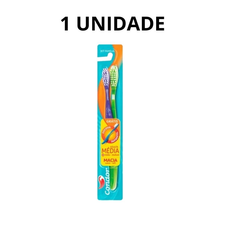 Escova de Dente Condor Kit Com Duas Adulto e Infantil | Shopee Brasil
