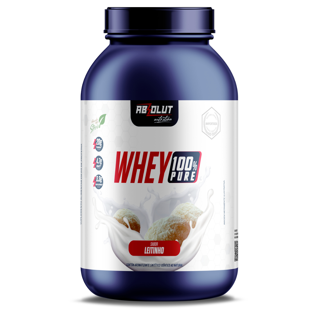 Whey Concentrado 100% Pure Sabor Leitinho - Absolut Nutrition 900Gr ...