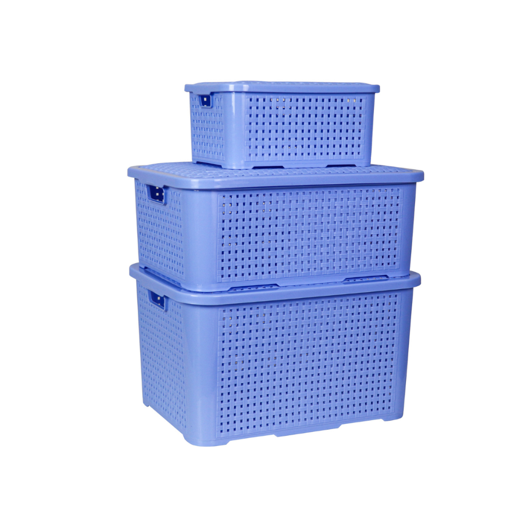 Kit Trio PMG Caixa Organizadora Rattan Preto Branco Marsala 3L, 10 e ...