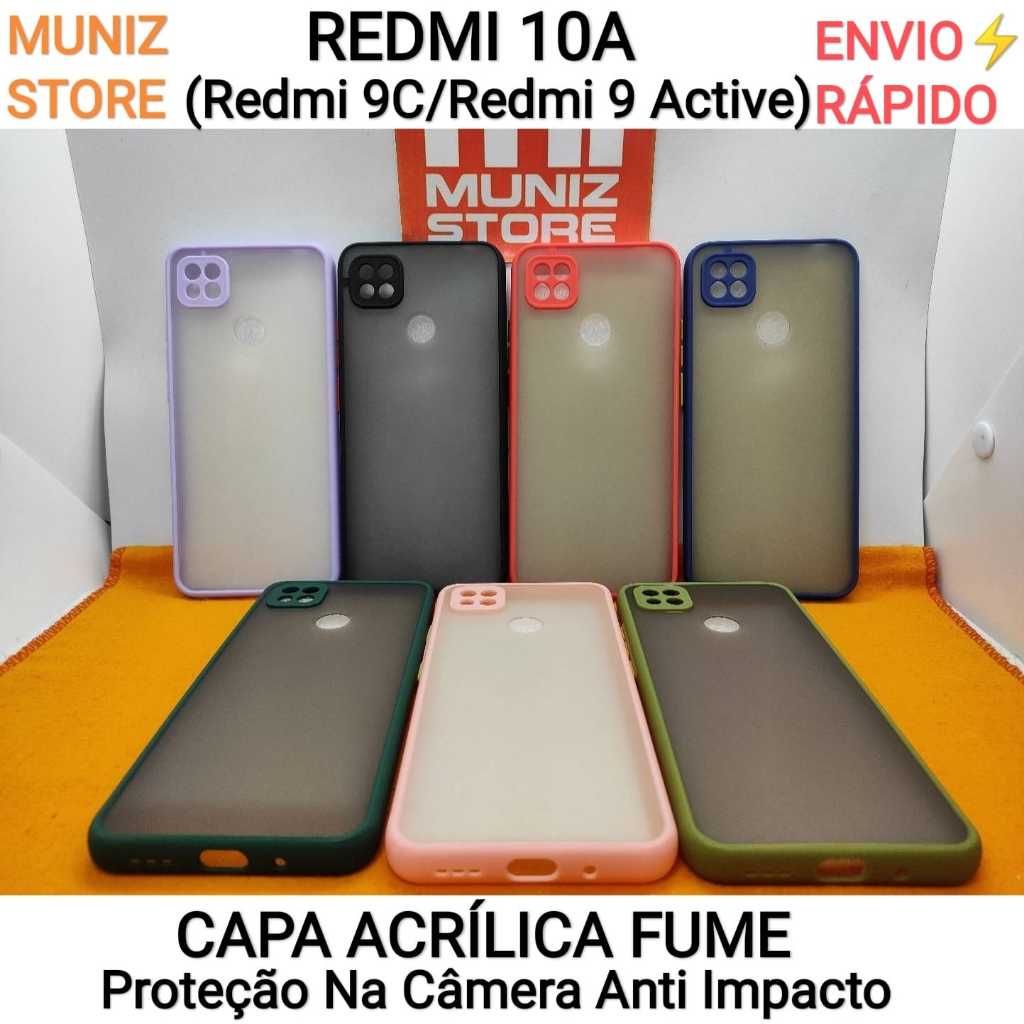 Capinha Redmi 10A/9C/9 Active Xiaomi Capa Acrílica Fume Anti Impacto Case Protege a Câmera Com ...