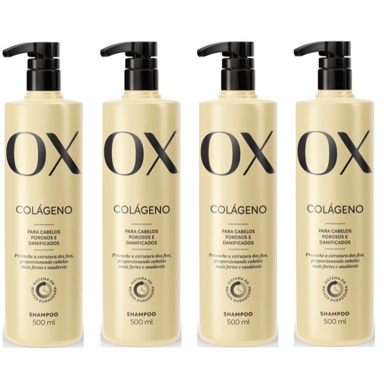 Kit 04 Shampoo OX Colágeno 500ml | Shopee Brasil