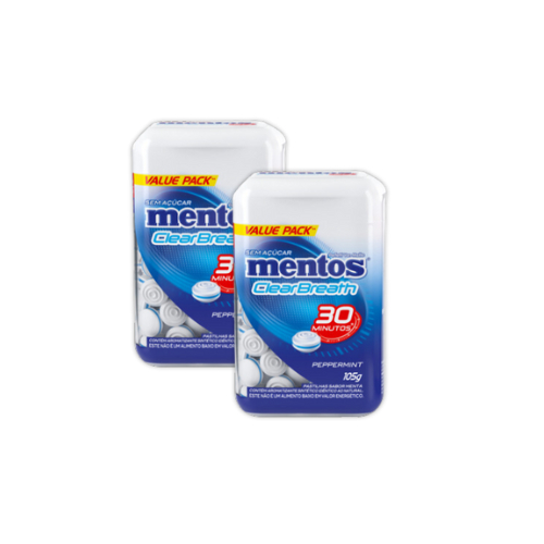 Kit 2 unidades Mentos Pastilha Clear Breath Peppermint | 105g | Shopee ...