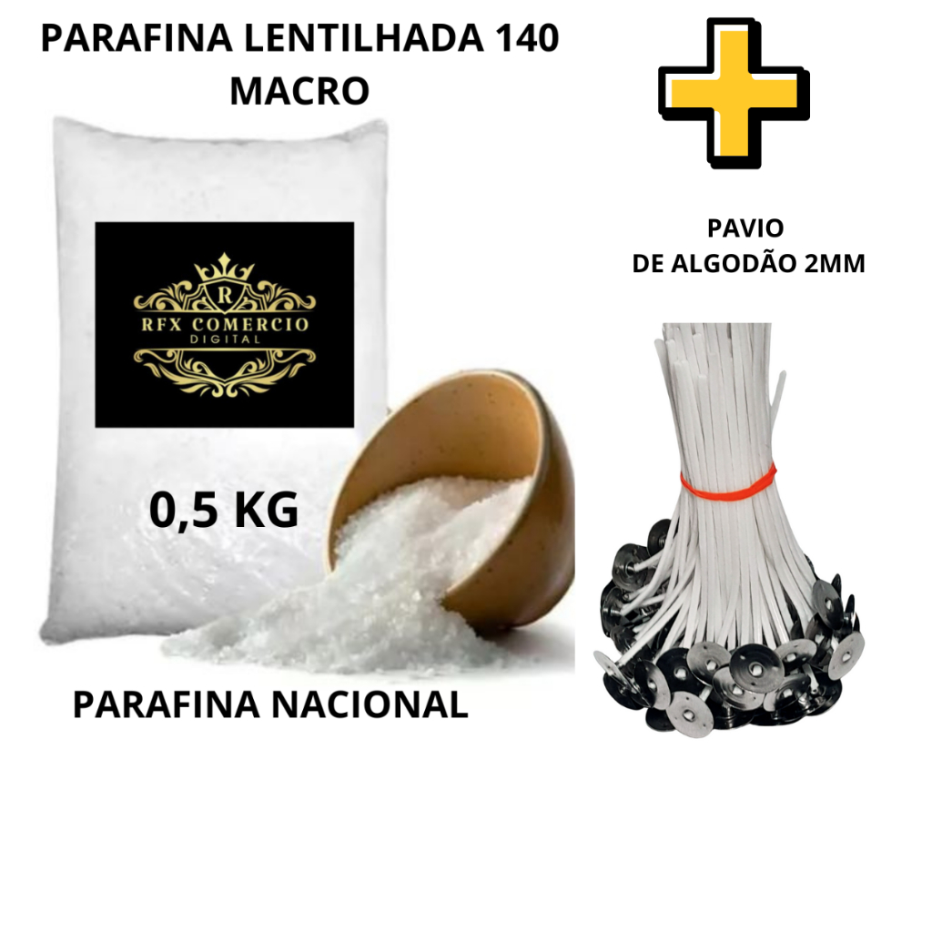 kit parafina granulada + pavio de algodão para velas aromaticas 2mm com ...