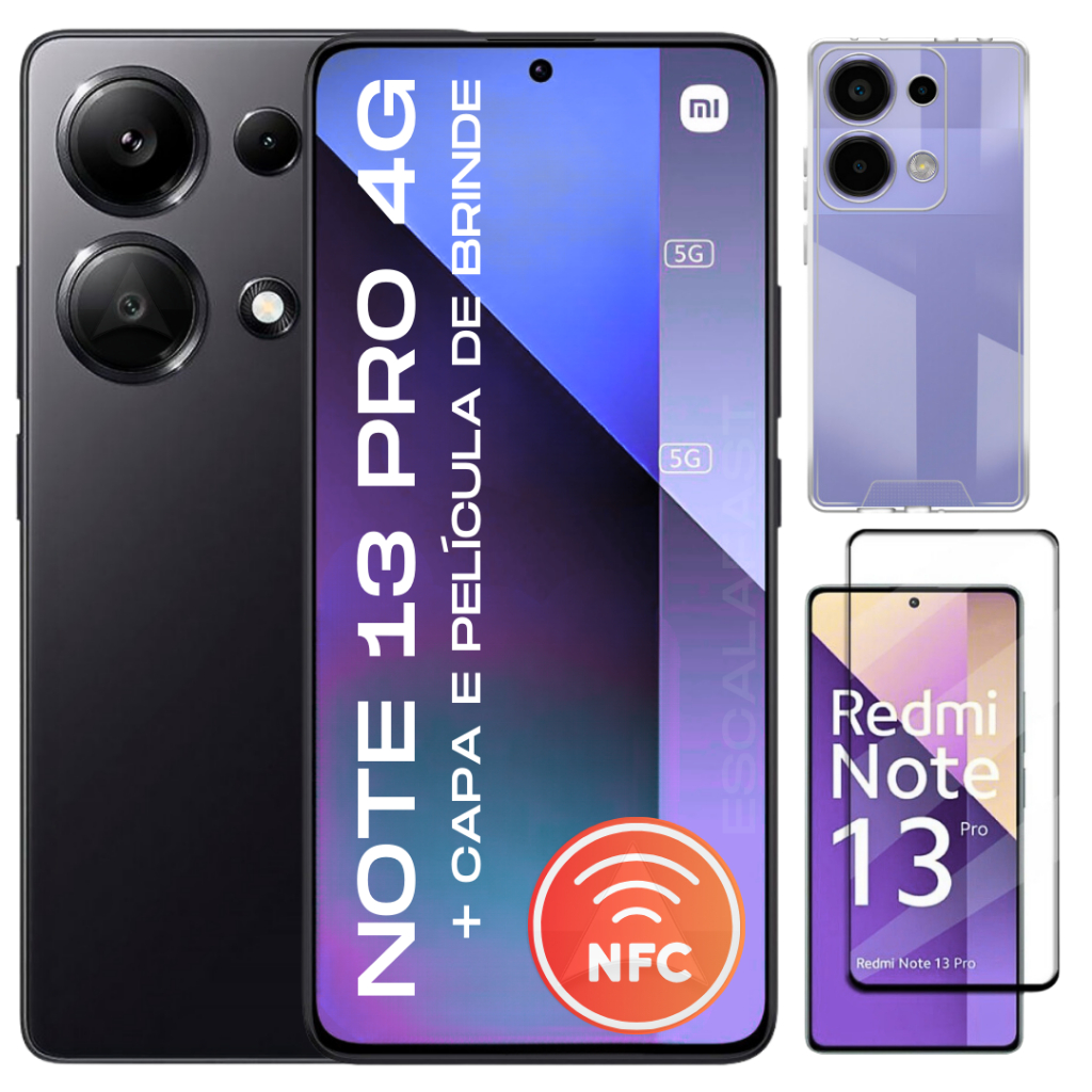Celular Redmi Note 13 Pro 512GB + 12GB Ram 4G NFC Versão Global Câmaras Traseiras 200MP ou 256GB ...