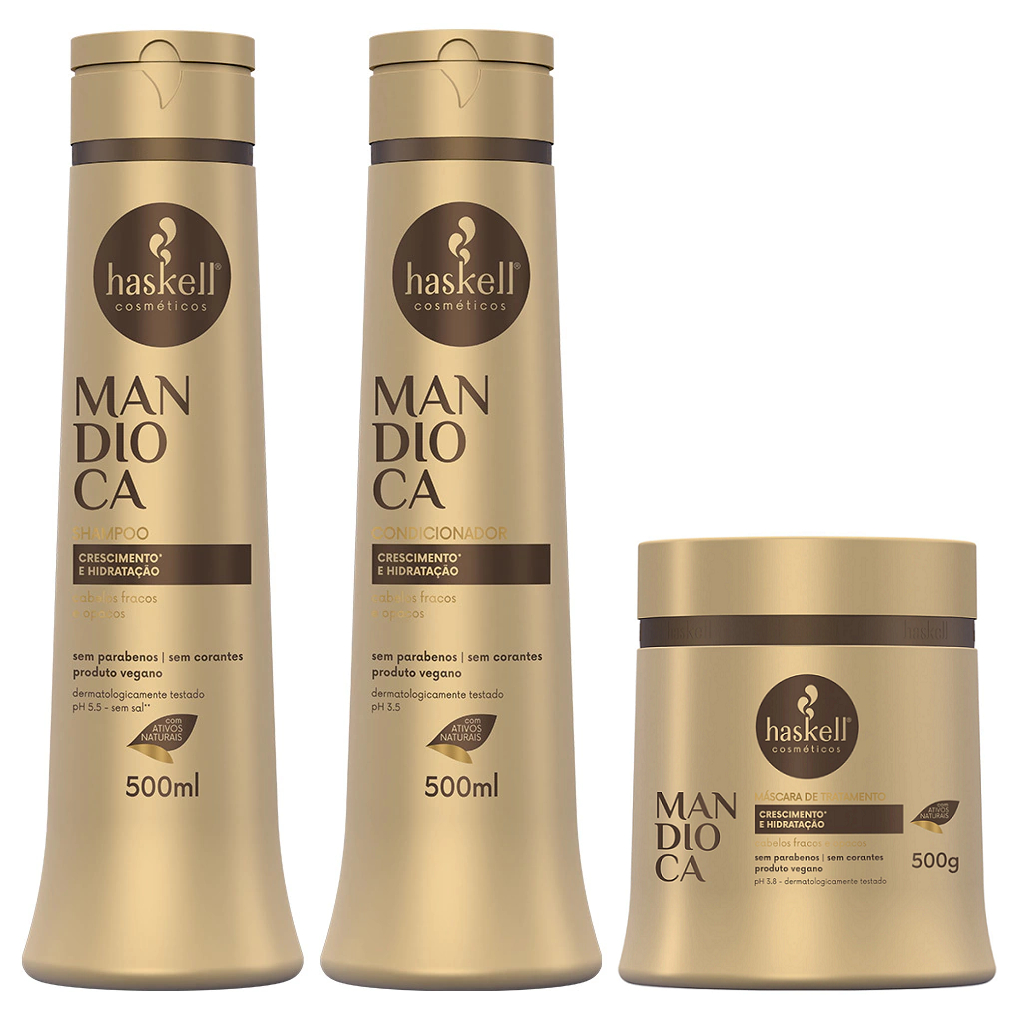 Haskell Mandioca Shampoo Condicionador E Mascara 3x1 | Shopee Brasil