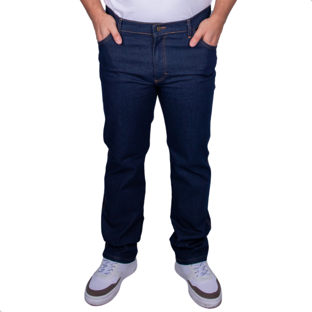 Calça Jeans Tradicional Masculina Reforçada Linha Com Lycra Elastano