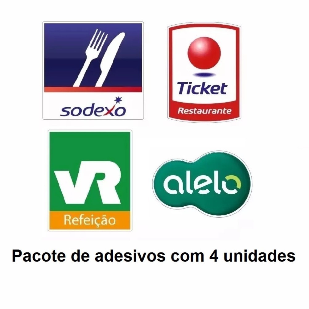 Adesivo Cartão Sodexo Ticket VR Alelo Vale Refeição 4 Unidades Caixa ...