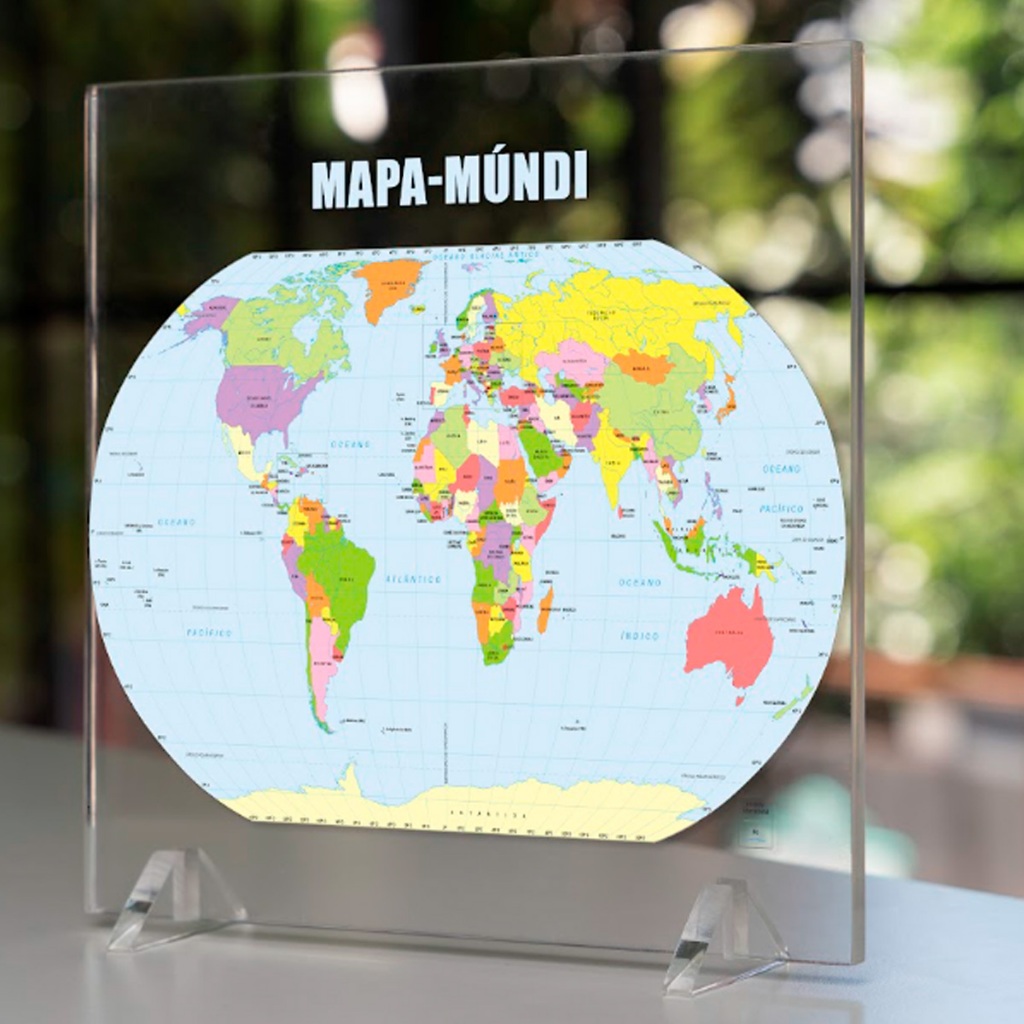 Mapa Mundi - Planisfério Político Escolar Rodoviario de Acrilico ...