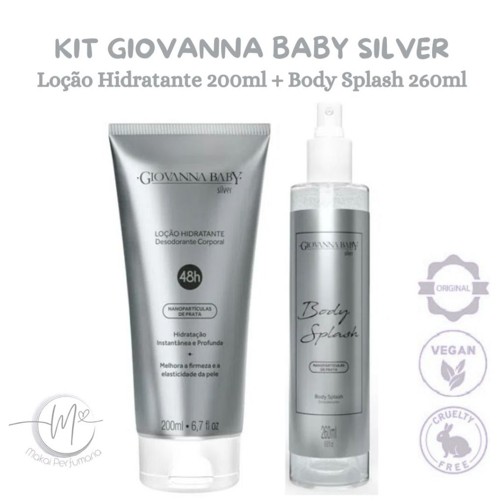 Kit Giovanna Baby Silver Loção Hidratante 200ml + Body Splash 260ml ...
